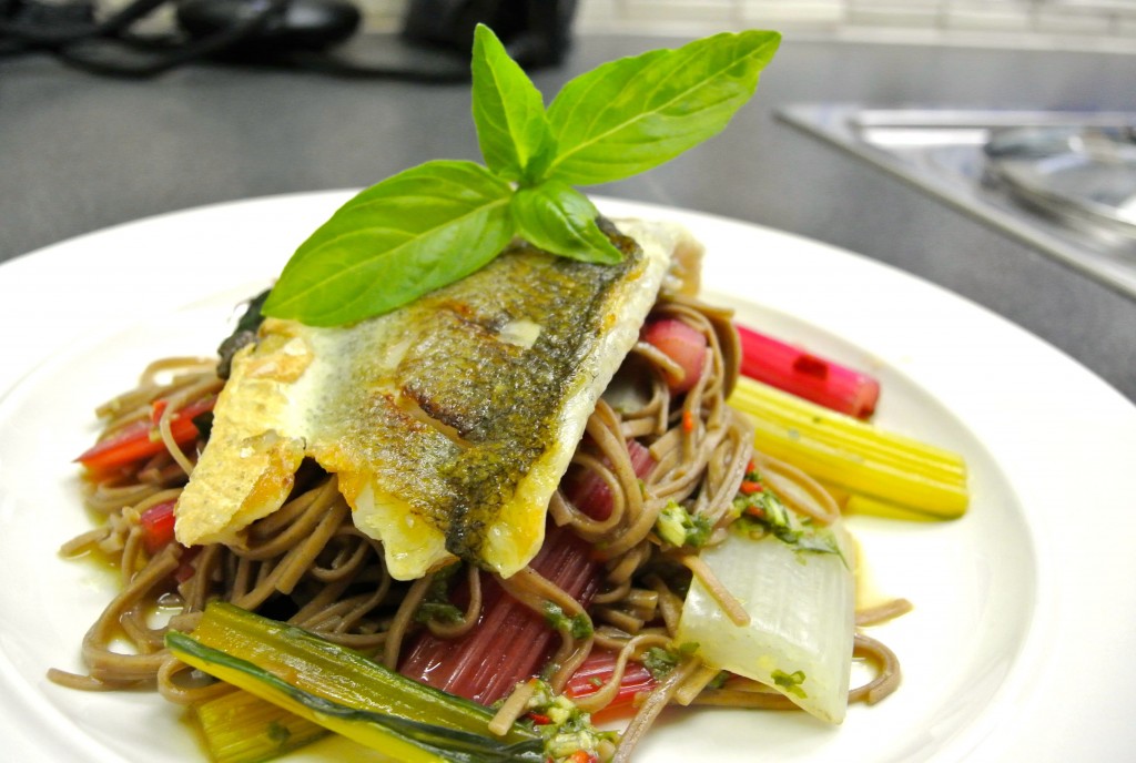 Sea bass with holy basil noodles - Rest Less